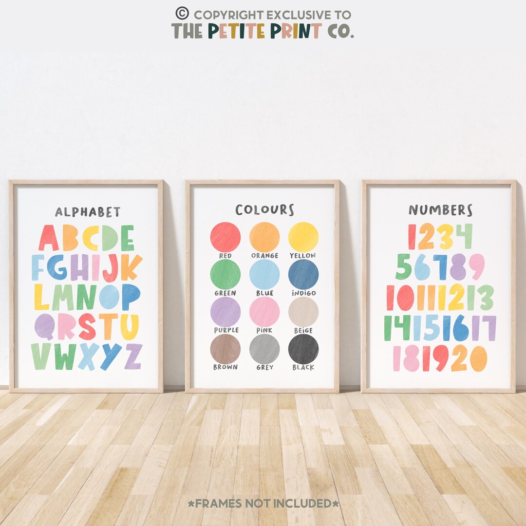 Educational Poster Set Alphabet Print, ABC Print, Colours Print ...