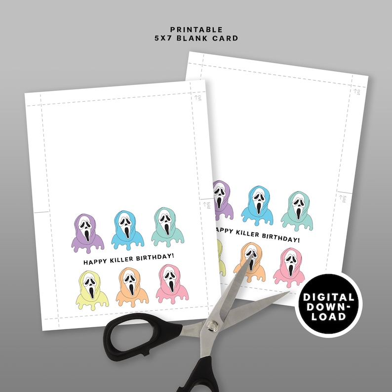 Scream Ghost Face Digital Download Greeting Card Printable - Etsy