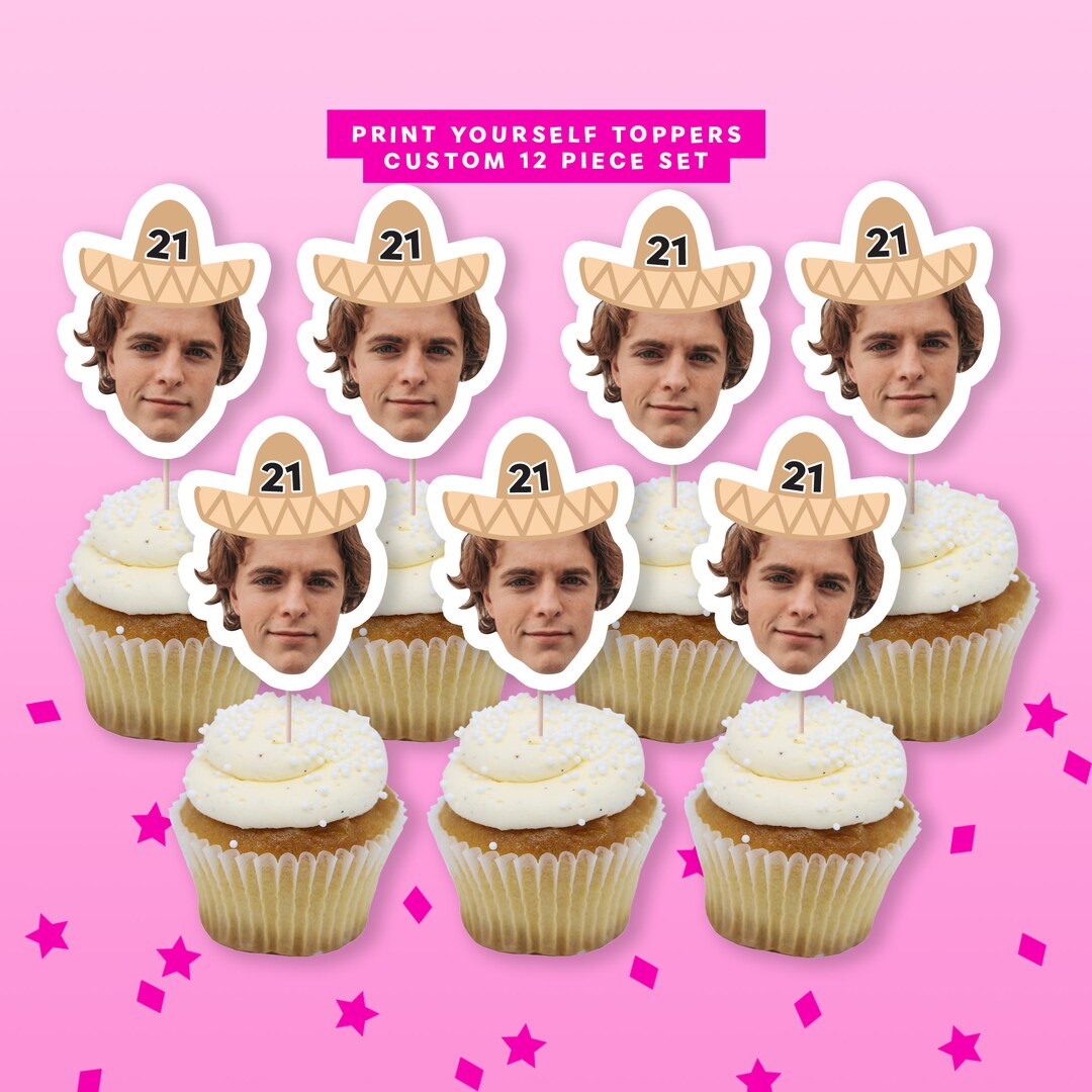 Custom Face Photo Digital Download Cupcake Topper / Printable Birthday ...