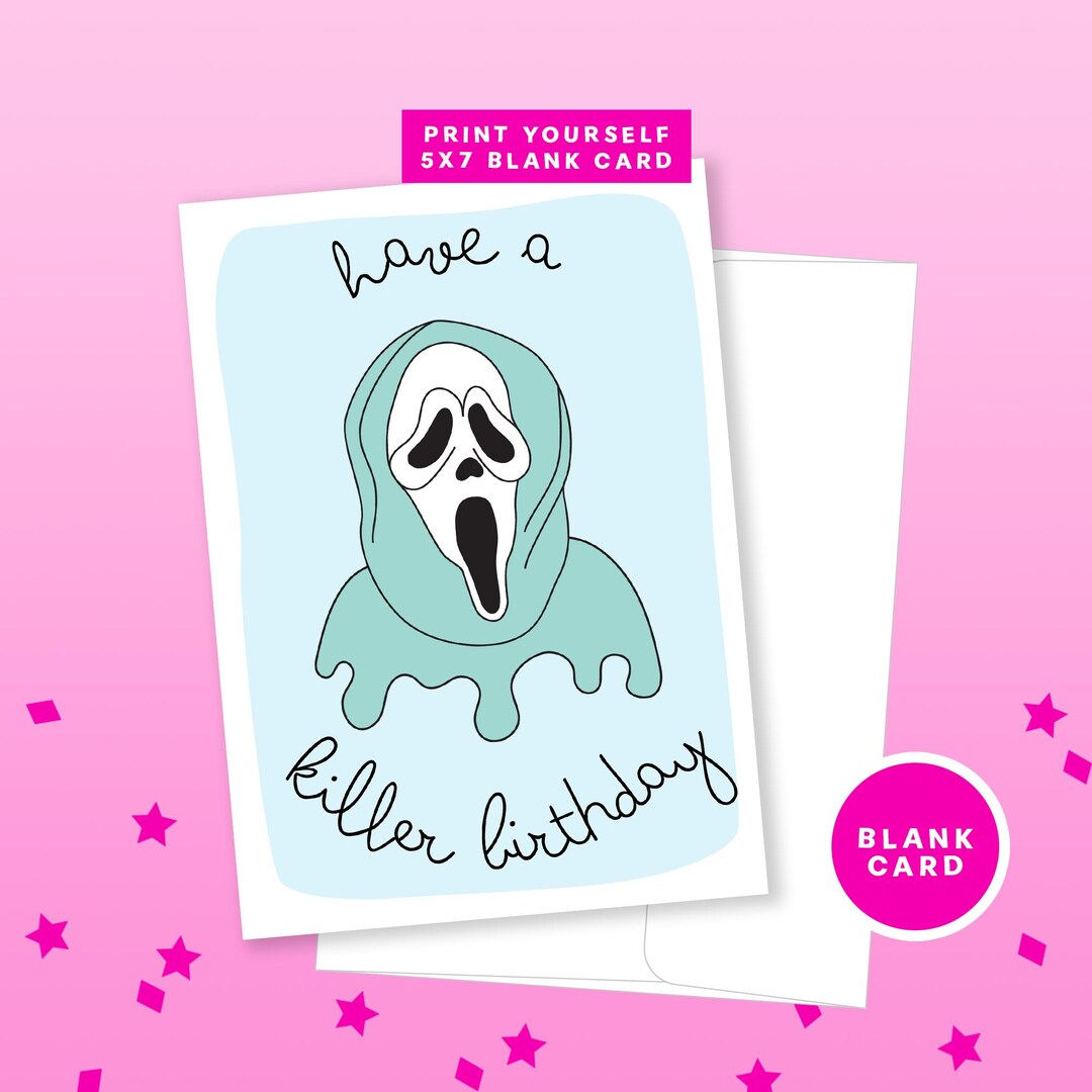 Scream Ghost Face Digital Download Greeting Card | Printable DIY Card ...