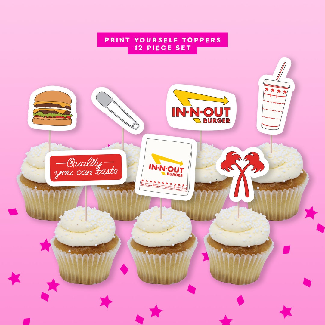 In N Out Burger Digital Download Cupcake Toppers / Printable DIY Party ...