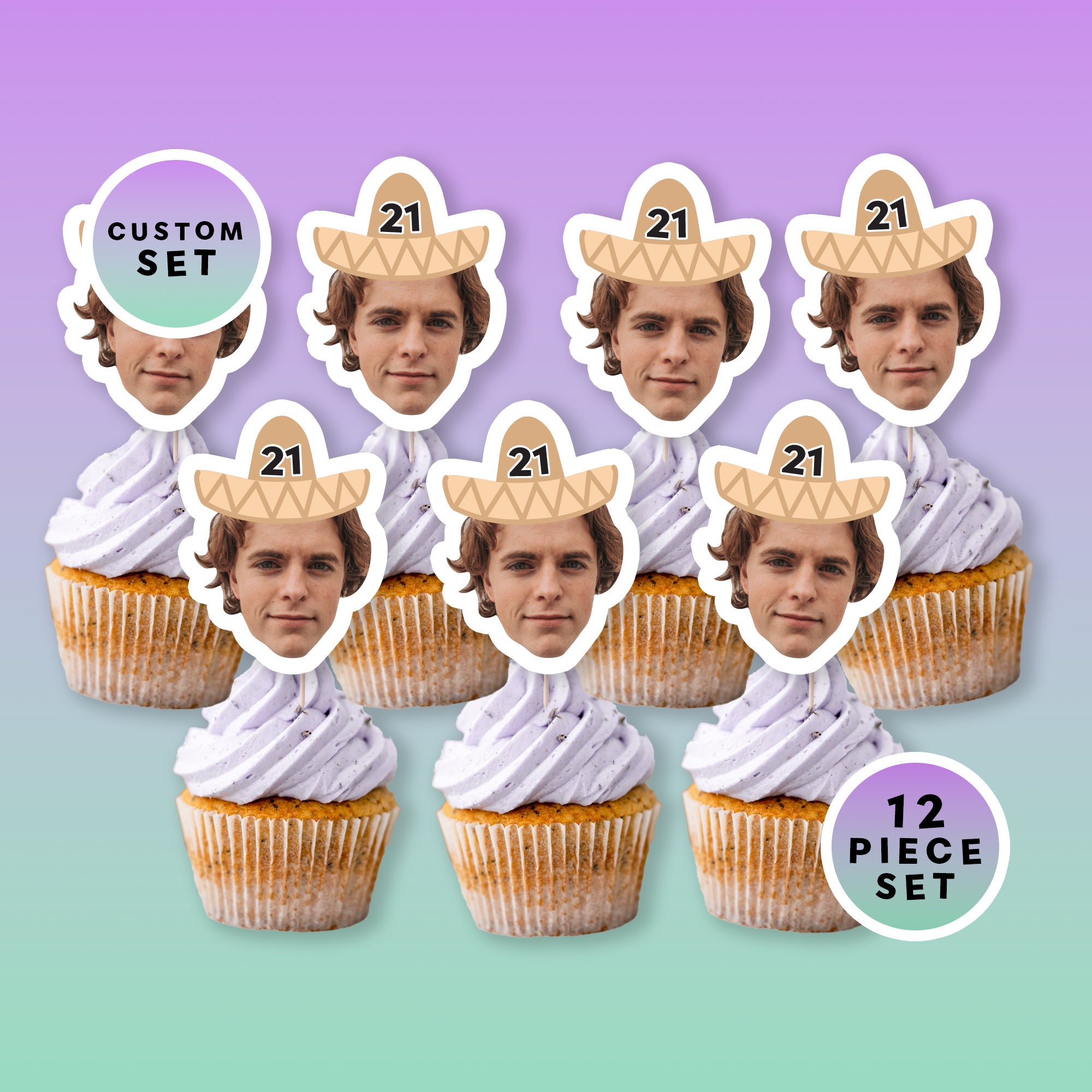 Custom Face Photo Digital Download Cupcake Topper / Printable - Etsy