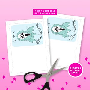 Scream Ghost Face Digital Download Greeting Card | Printable DIY Card ...