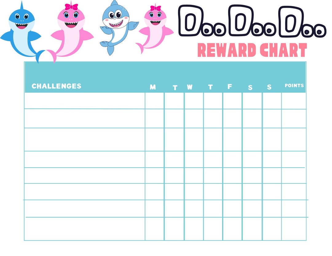 Baby Shark Reward Chart, Kids Behaviour Chore Tracker Printable - Etsy ...