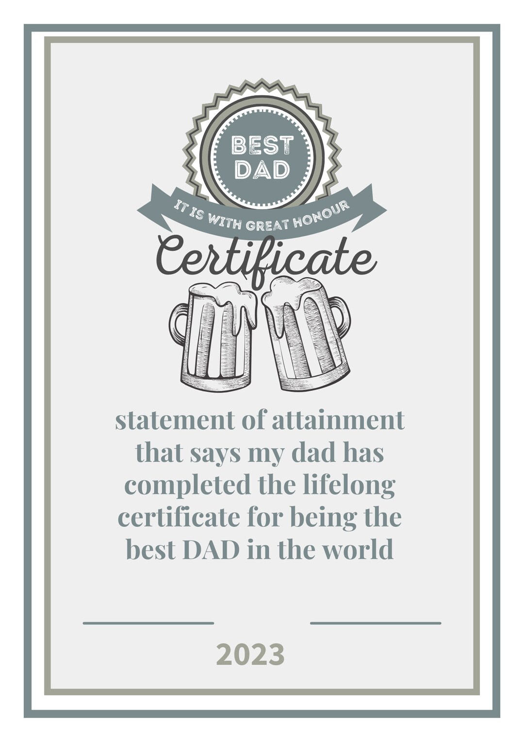 Fathers Day Certificate - Etsy