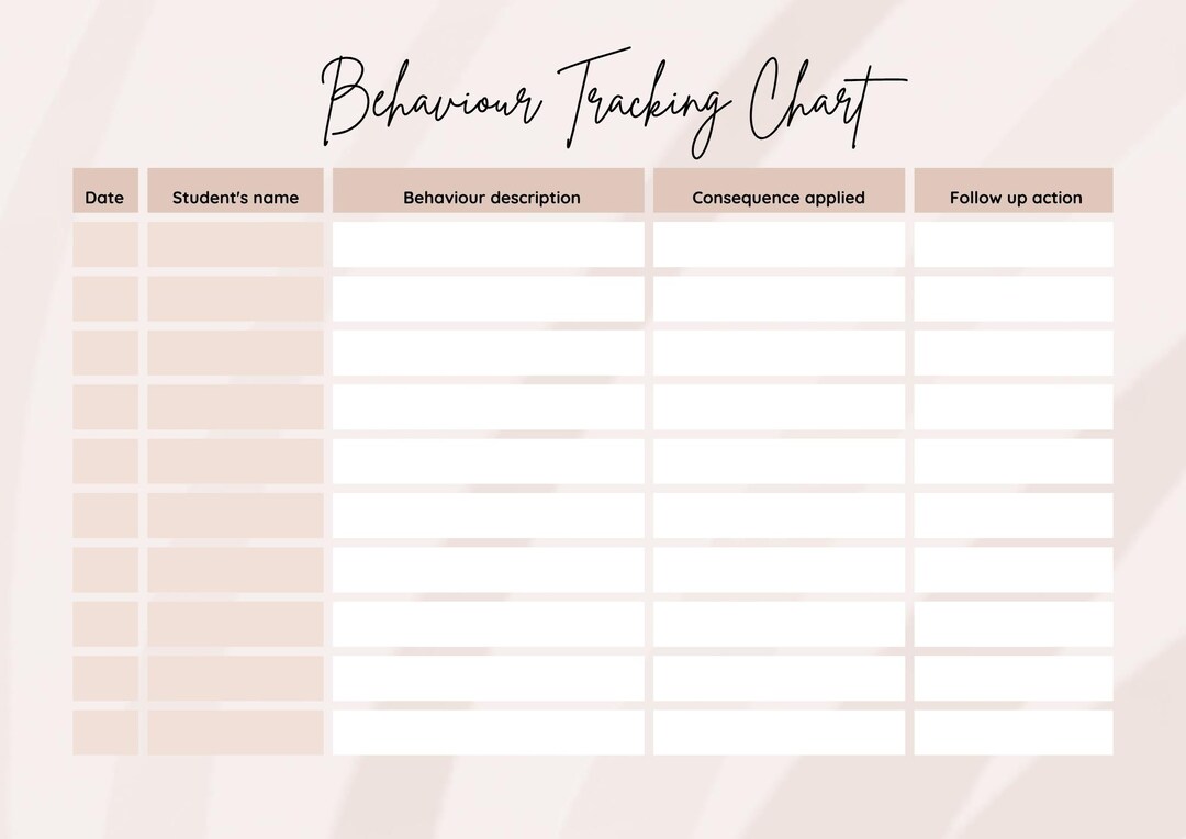 Tracking Chart Printable, Classroom Behaviour Log, Student Record ...
