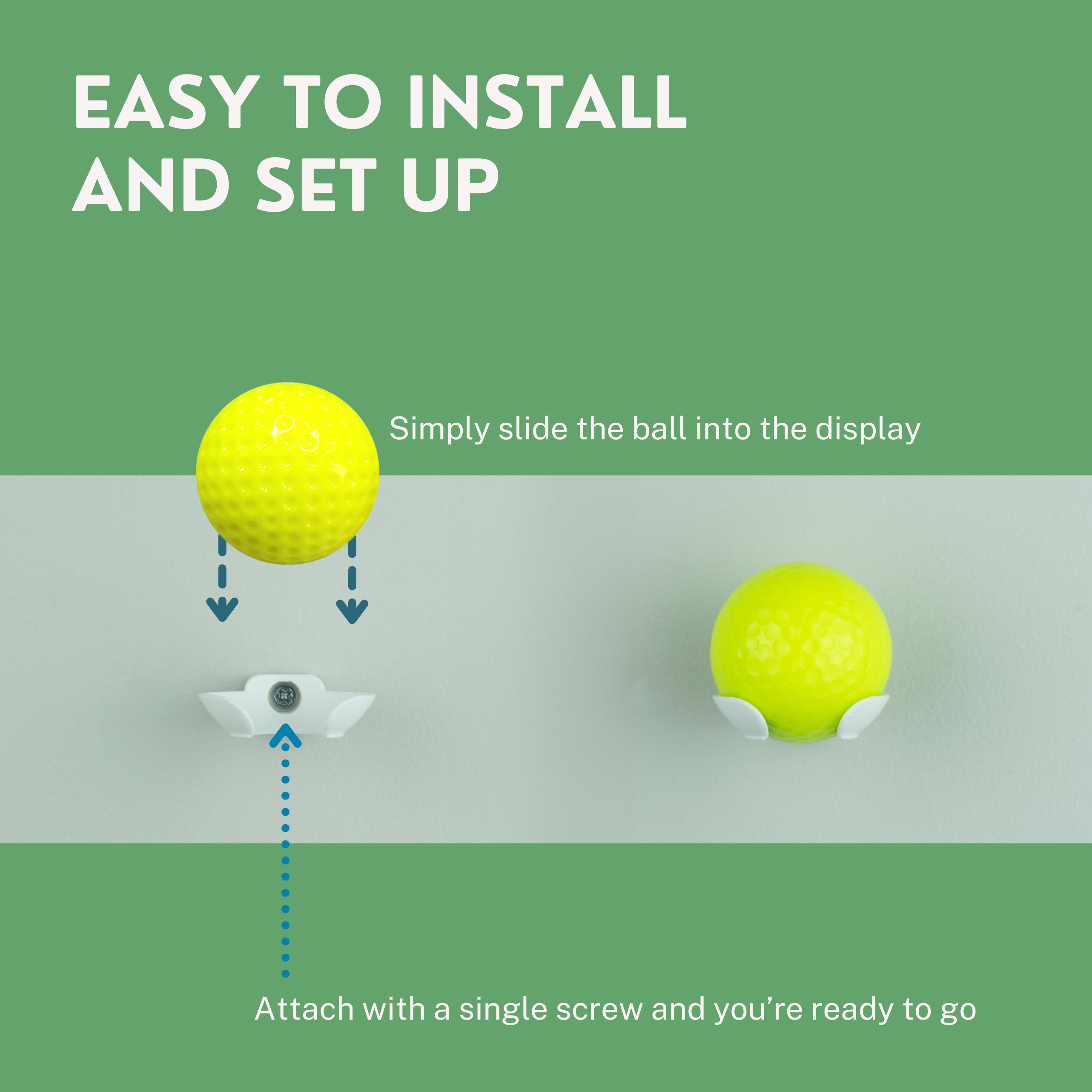 Golf Ball Wall Mount Display (4 Pack) | Wall Holder Brackets for Single ...