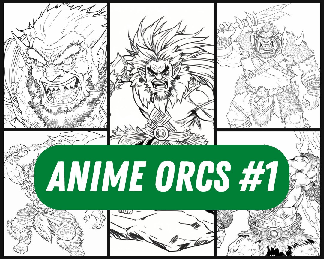 8 Coloring Pages of Anime Orcs Instant Download Printable PDF in ...