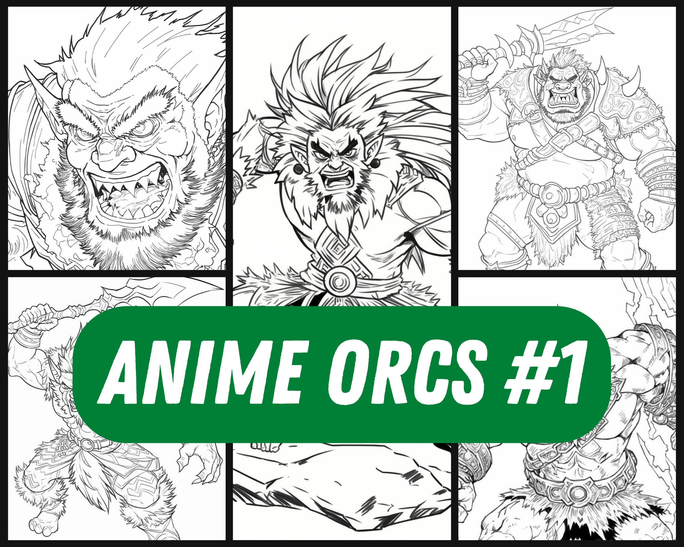 8 Coloring Pages of Anime Orcs Instant Download Printable PDF in ...