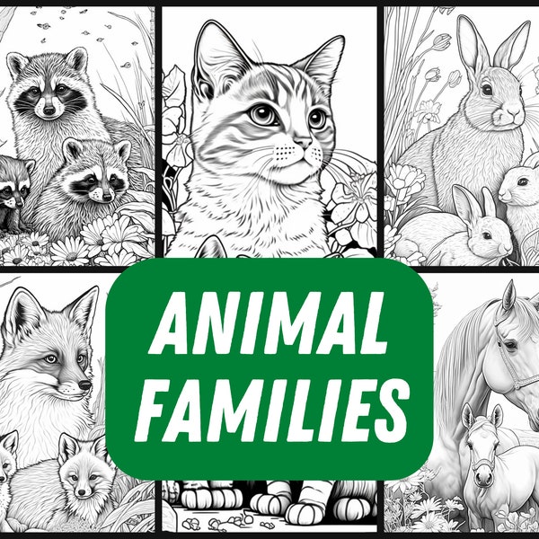 Animal Families Coloring Pages - Etsy