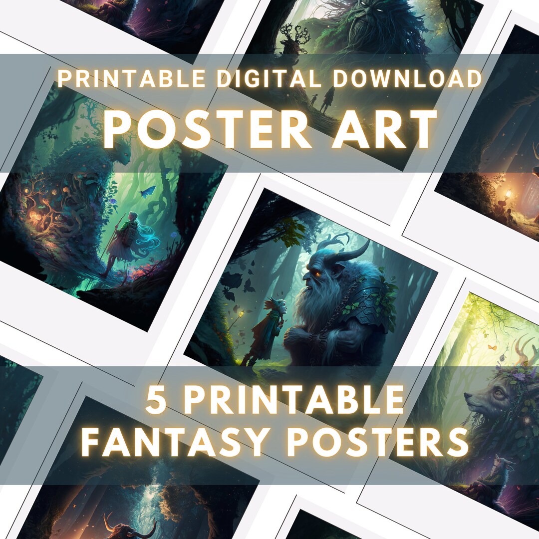 Forest Fantasy Poster Art as Printable Instant Digital Download PNG - Etsy
