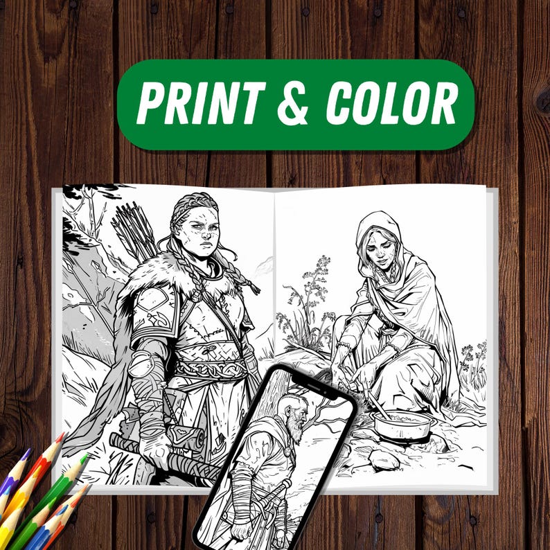 Norse Hunters & Gatherers Coloring Book: 8 Printable PDF Pages for ...