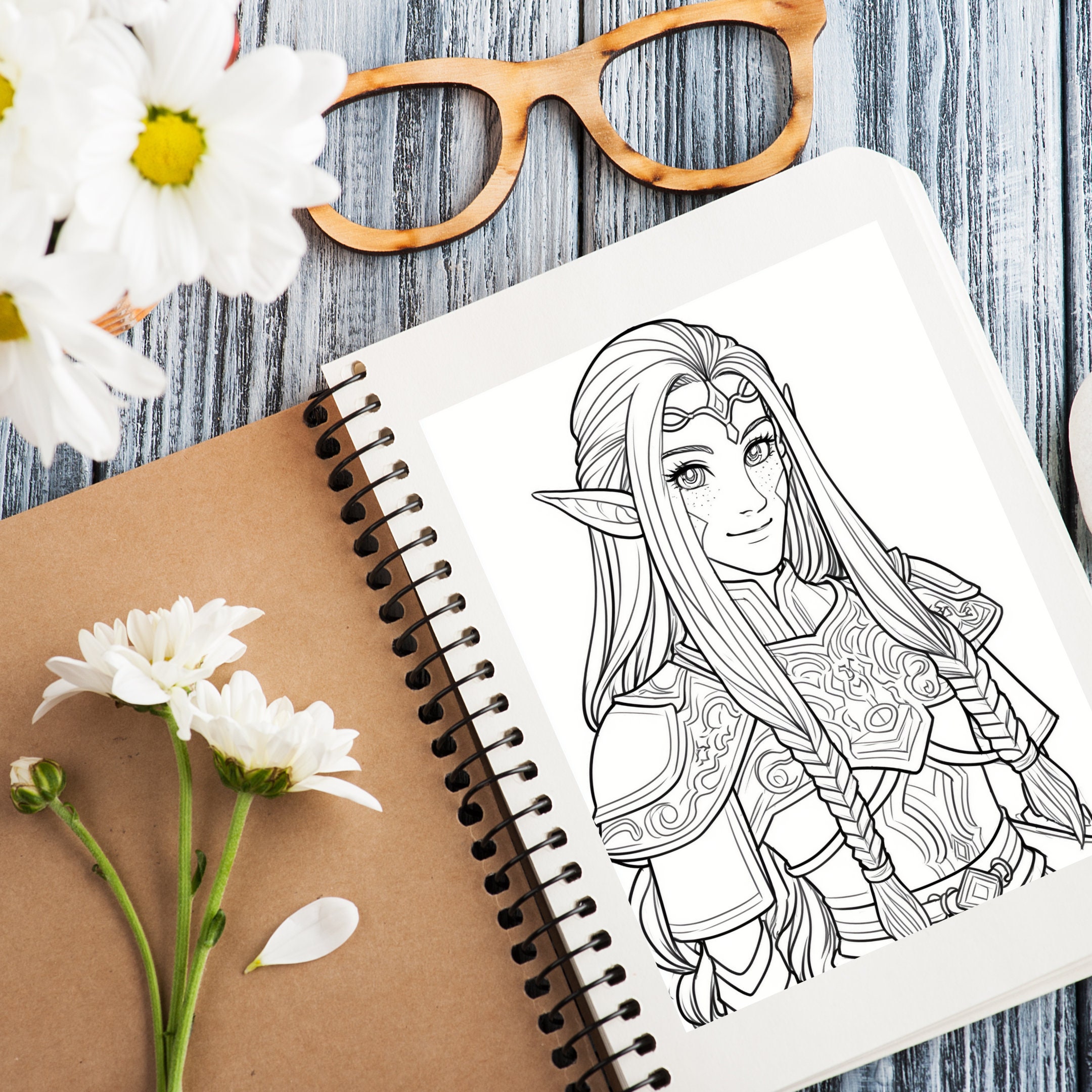 8 Coloring Pages of Anime Elves Instant Download Printable PDF in ...