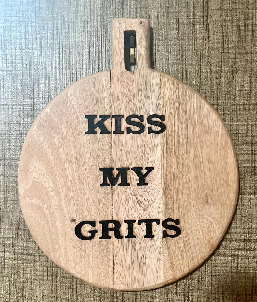 Kiss My Grits, Cutting Board, Kitchen Funny Cooking Sign , Laser Engraved , Rustic Sign, Country ...