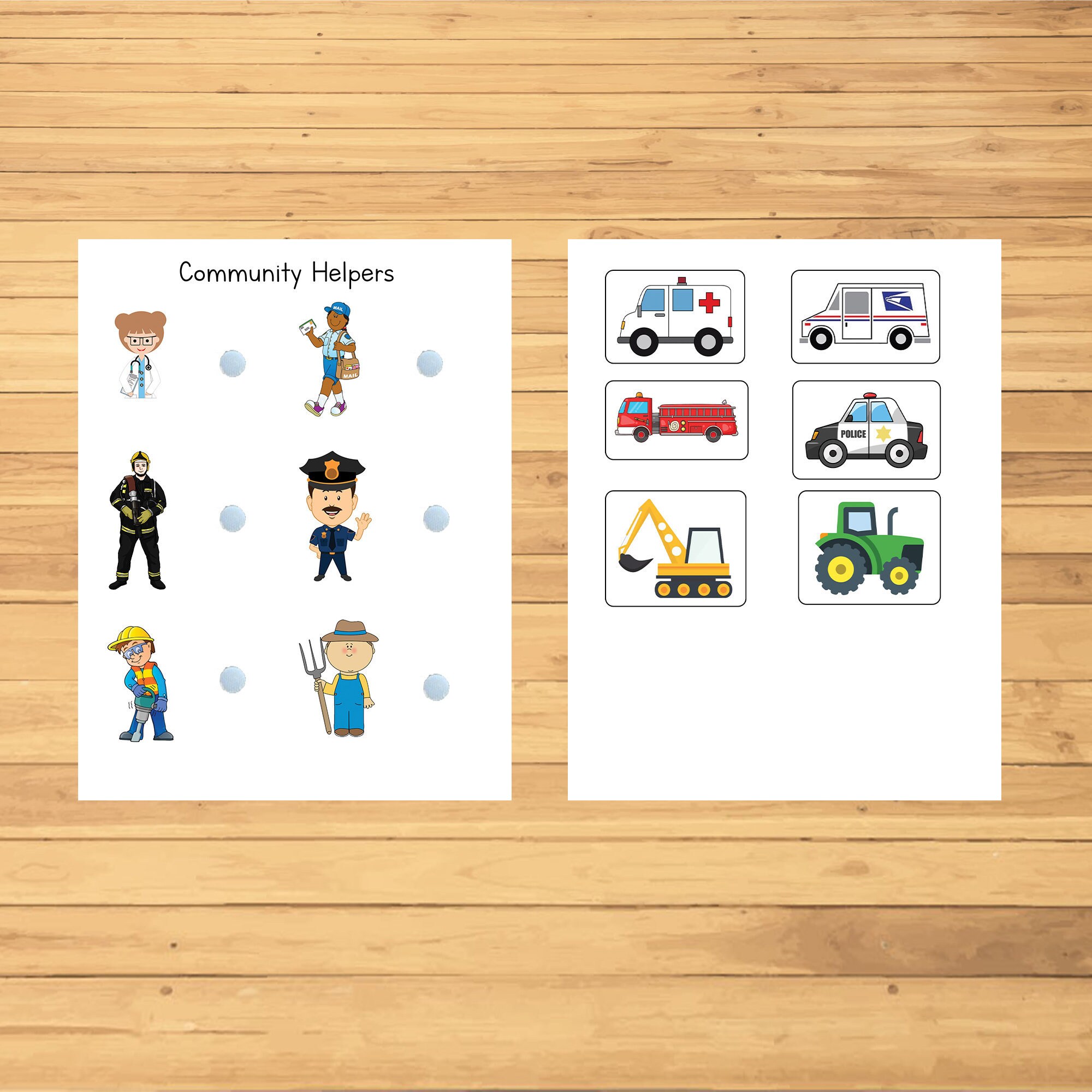 Quiet Book Busy Binder for Toddler Community Helpers Match | Etsy