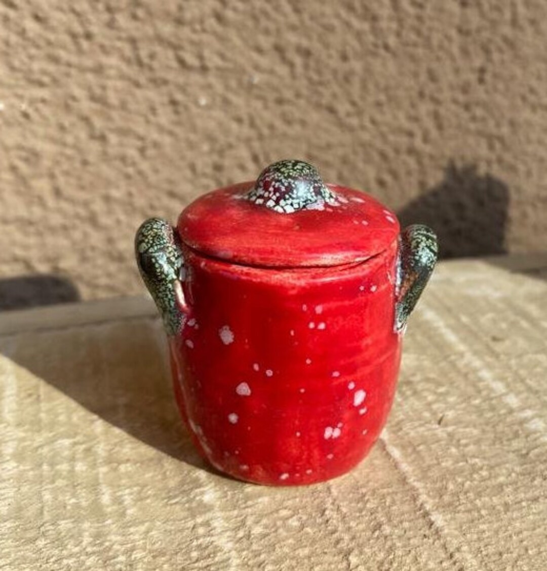 Miniature Red Ceramic Jar, Ceramic Urn, Tiny Pottery, Miniature Jar ...