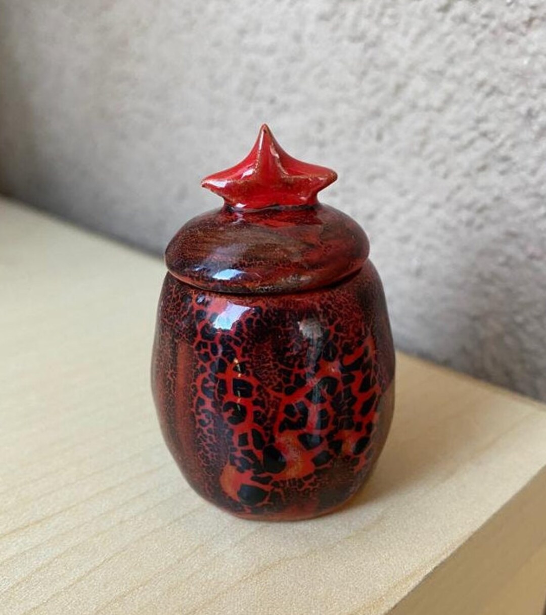 Miniature Red Ceramic Jar, Ceramic Urn, Tiny, Miniature Jar, Mini Urn ...