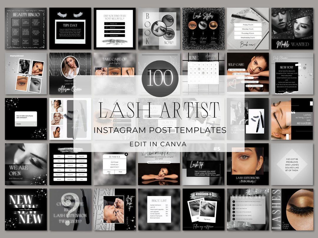 Lash Tech Instagram Post Templates, Lash Artist Flyers, Lash Social ...