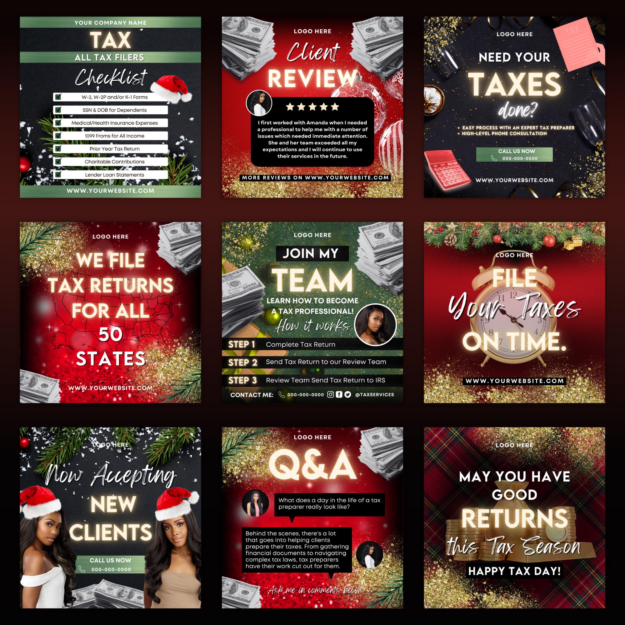 Christmas Tax Prep Instagram Templates: Accounting Posts Bundle ...