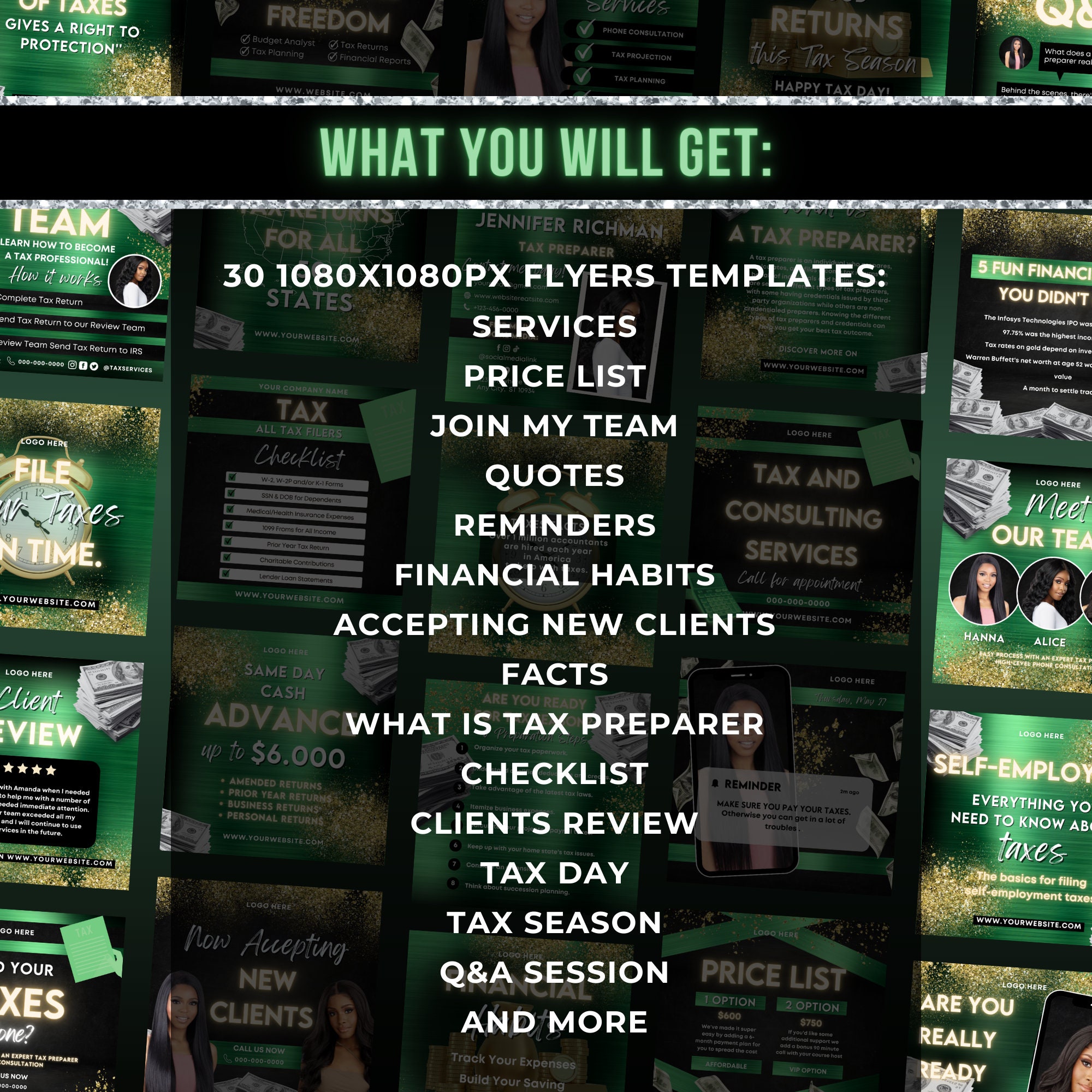 DIY Tax Preparer Instagram Templates,tax Preparation Accounting Posts ...