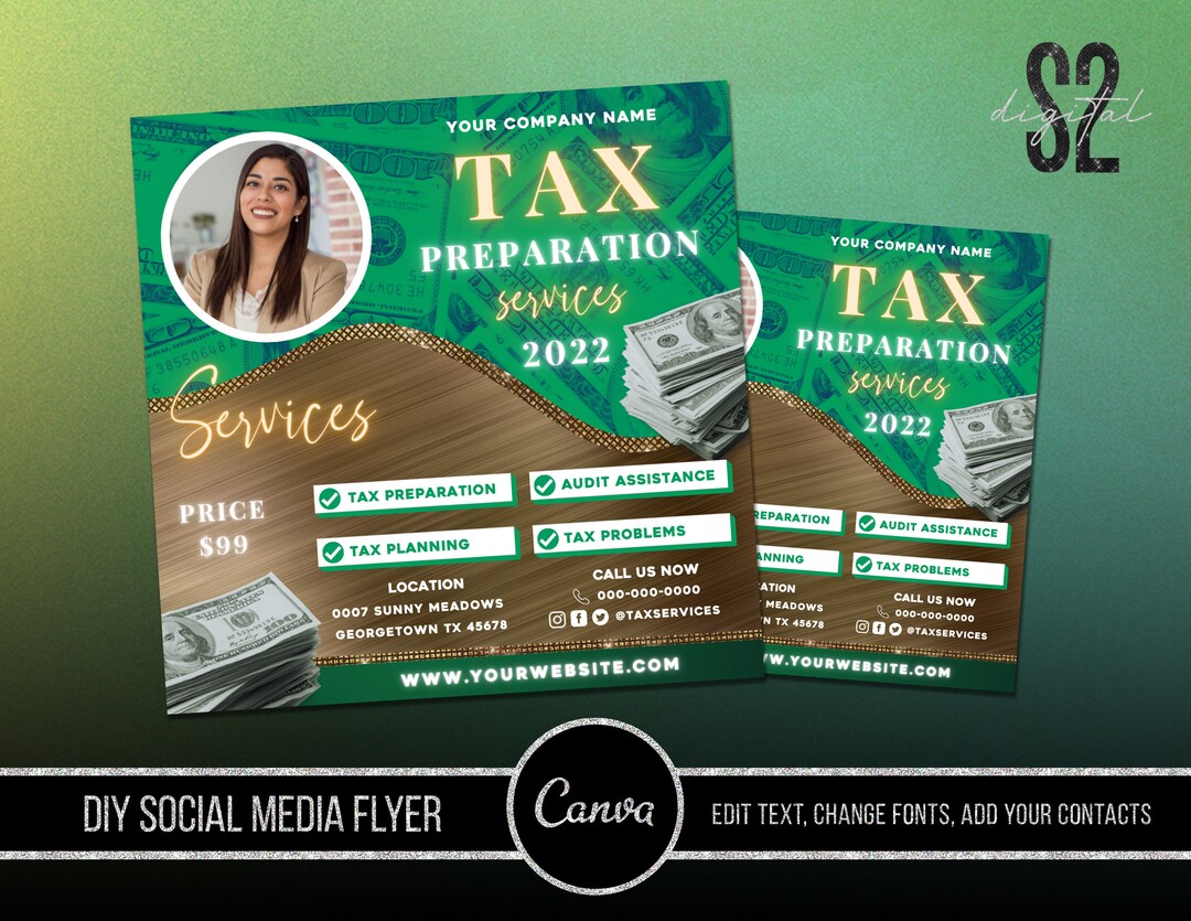 Tax Preparer Flyer Template, Tax Preparation Accounting Flyer, Tax Prep ...