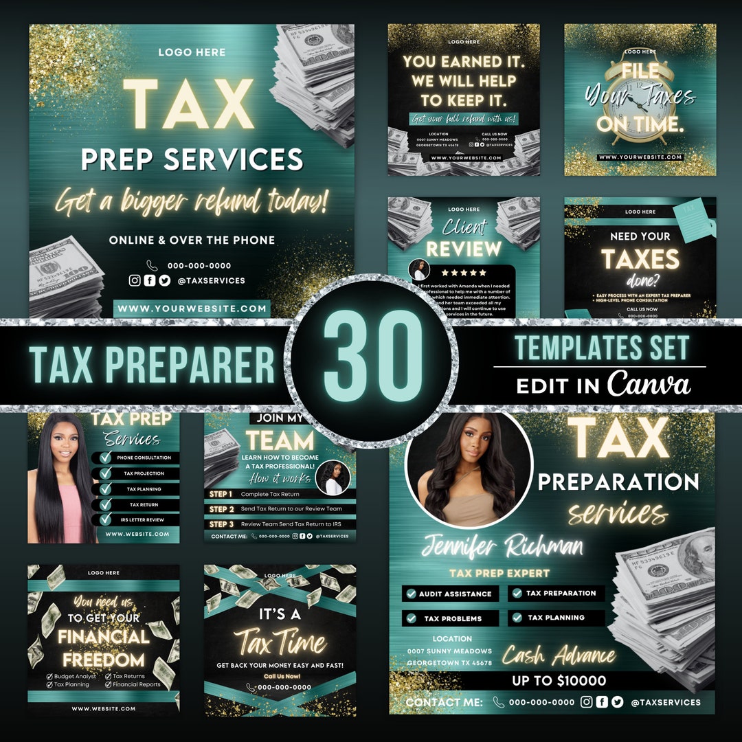 Tax Prep Flyers Bundle Templates,tax Preparation Accounting Posts,tax ...