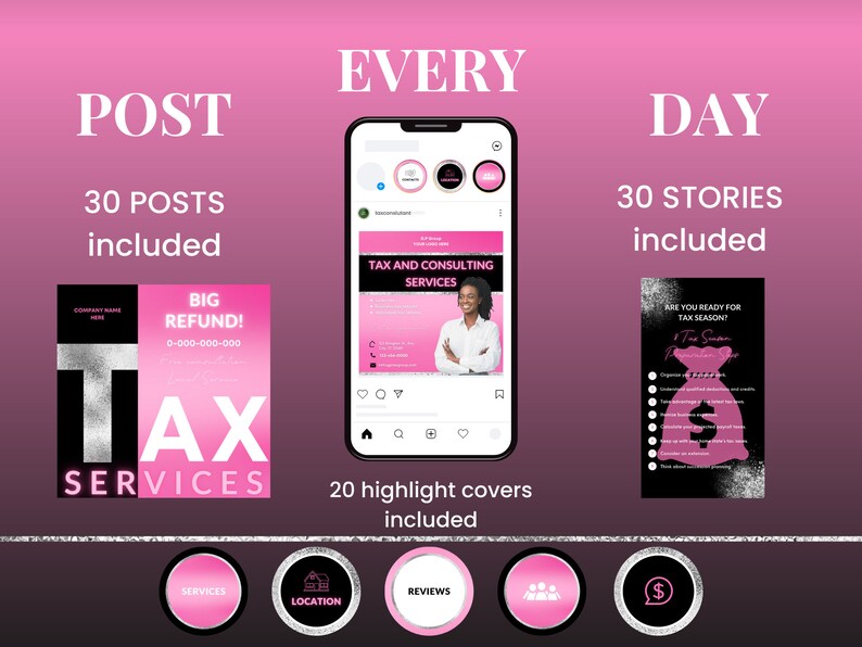 Tax Preparer Big Instagram Templates Bundle,tax Preparation Accounting ...