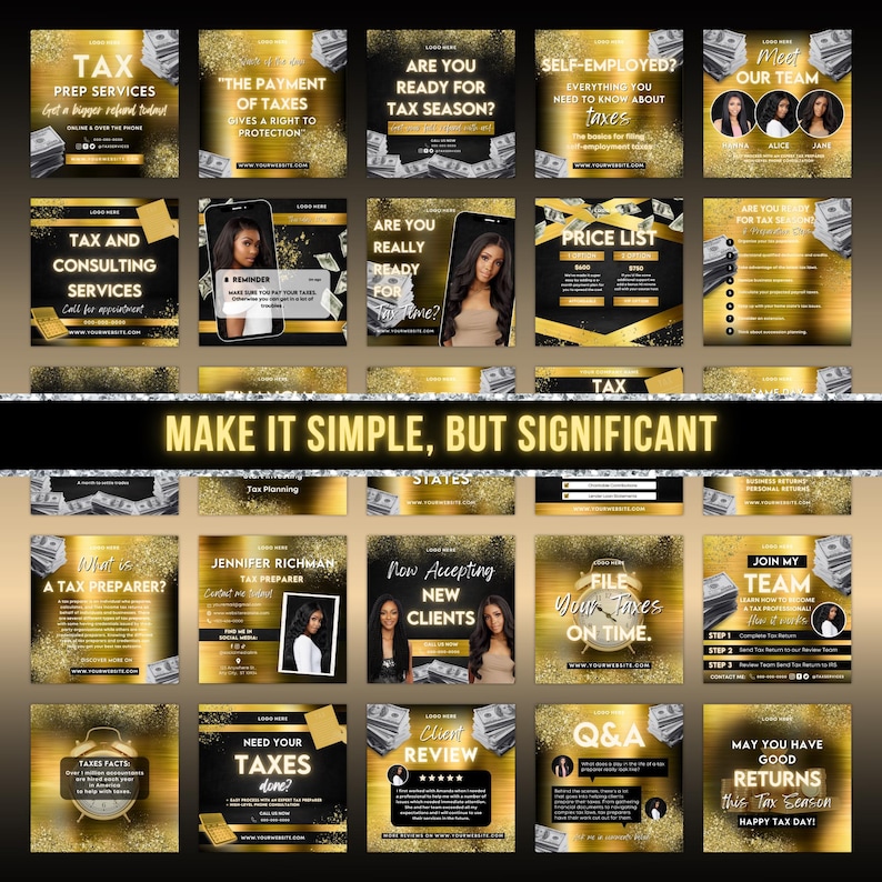 Tax Preparer Instagram Templates, Tax Preparation Accounting Posts ...
