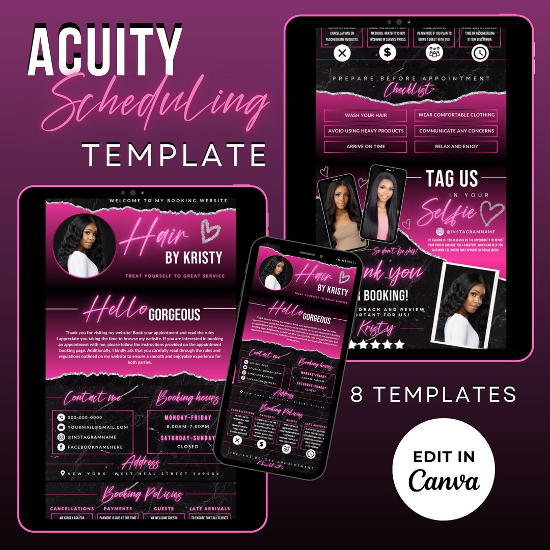 Hair Acuity Scheduling Template, Hair Stylist Branding Website Template ...
