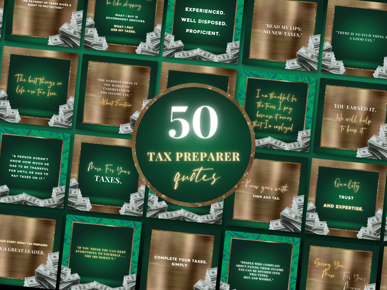 Tax Prep Quotes Bundle Template, 50 Tax Preparation Accounting Quotes ...