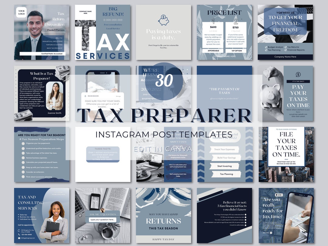 Tax Preparer Instagram Templates,tax Preparation Accounting Posts,tax ...