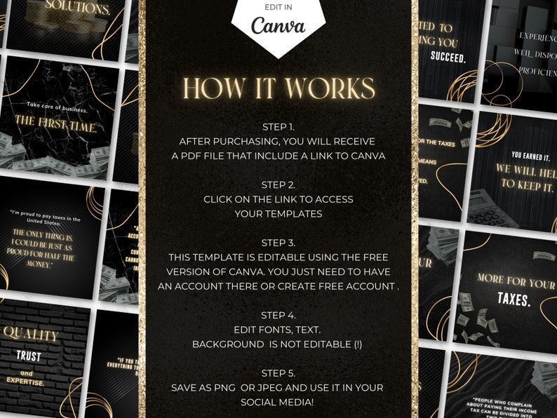 Tax Prep Quotes Bundle Template Gold Tax Preparation - Etsy