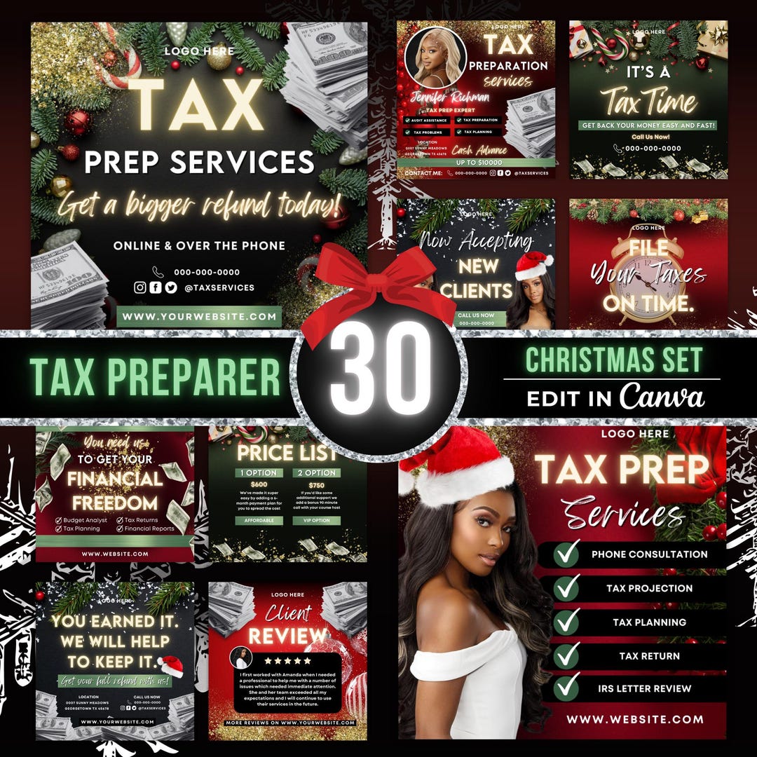 Christmas Tax Prep Instagram Templates: Accounting Posts Bundle ...
