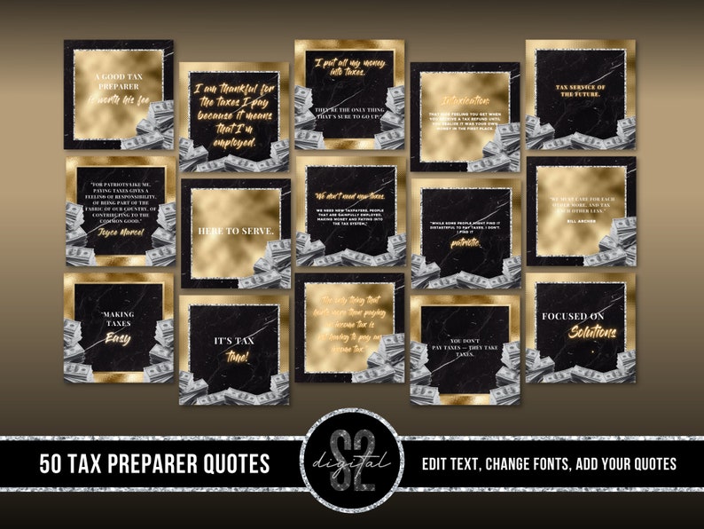 Tax Prep Quotes Bundle Template, Gold Blacktax Preparation Accounting ...