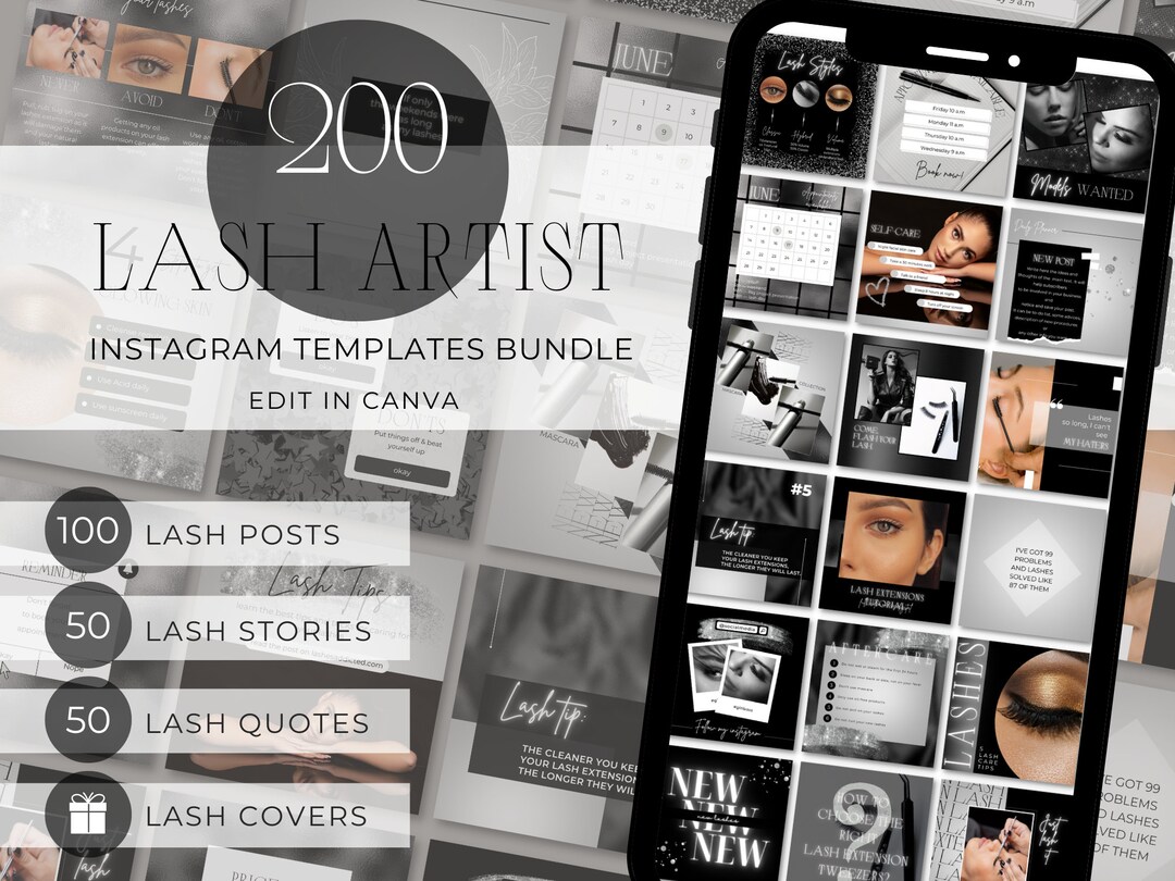 Lash Artist Editable Instagram Templates Bundle,posts,quotes,stories ...