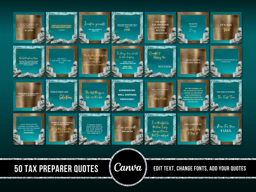 Tax Prep Quotes Bundle Template, 50 Tax Preparation Accounting Quotes ...