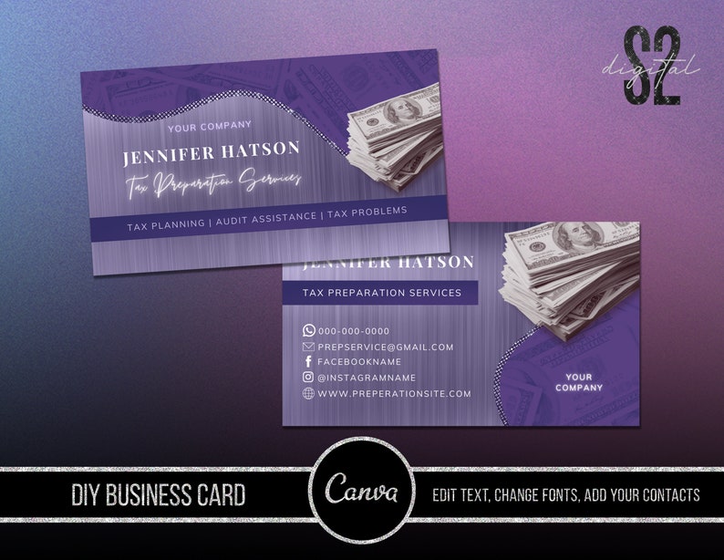 DIY Tax Preparer Business Card Tax Preparation Business Card - Etsy