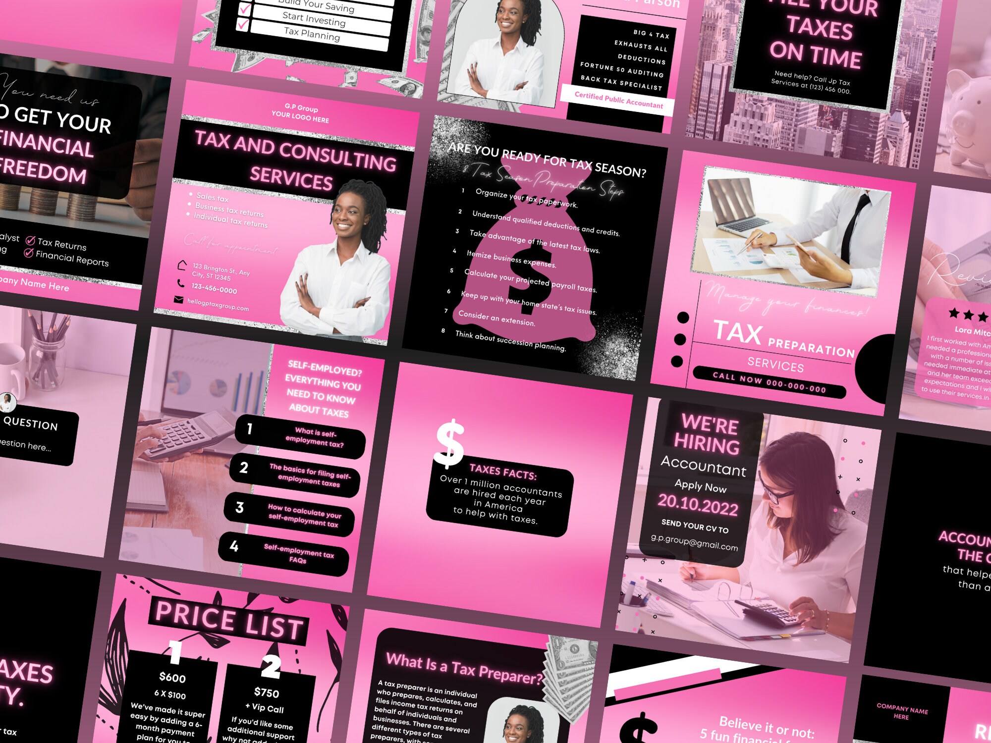 Tax Preparer Big Instagram Templates Bundle,tax Preparation Accounting ...