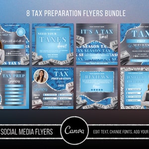 Tax Prep Flyers Bundle Template, 8 Tax Preparation Accounting Flyers ...