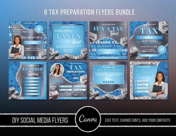 Tax Prep Flyers Bundle Template 8 Tax Preparation Accounting - Etsy