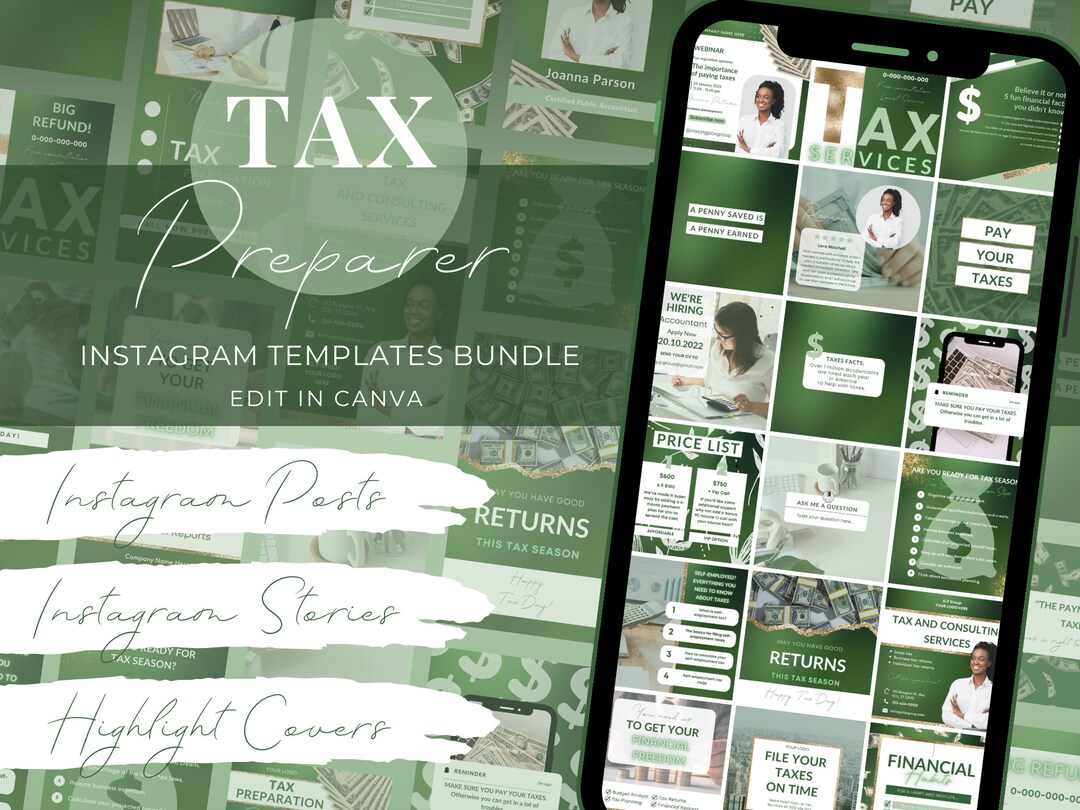 Tax Preparer Big Instagram Templates Bundle,tax Preparation Accounting ...