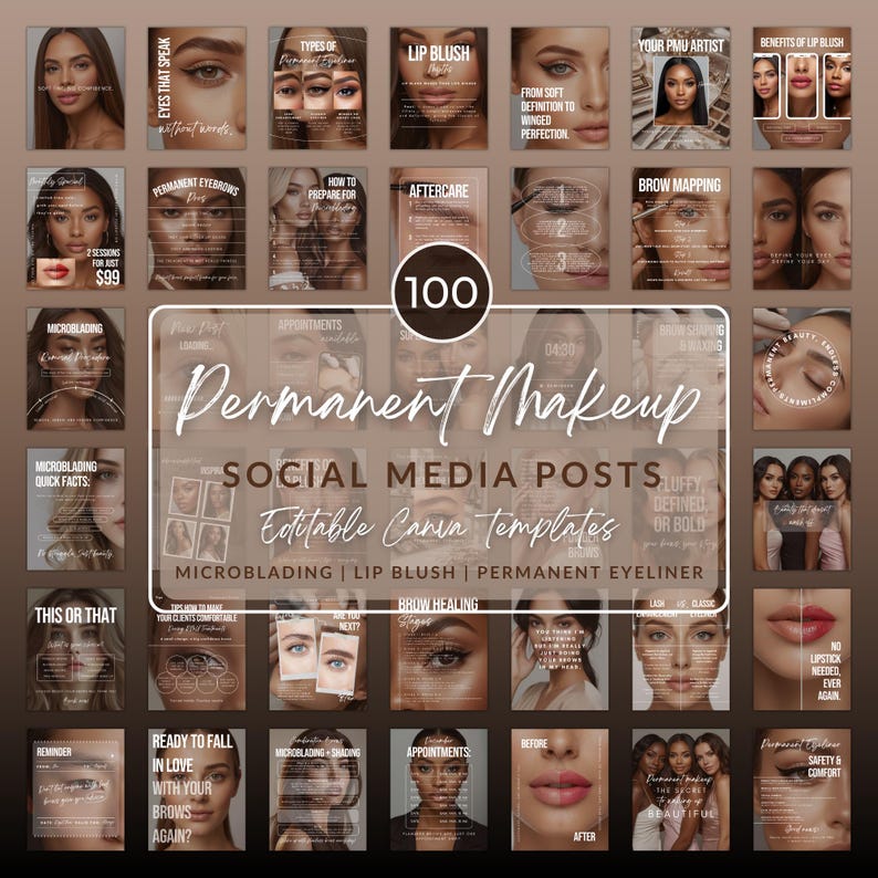 Permanent Makeup Post Templates , Brows Instagram Posts, Microblading ...