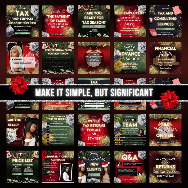 Christmas Tax Prep Instagram Templates: Accounting Posts Bundle ...
