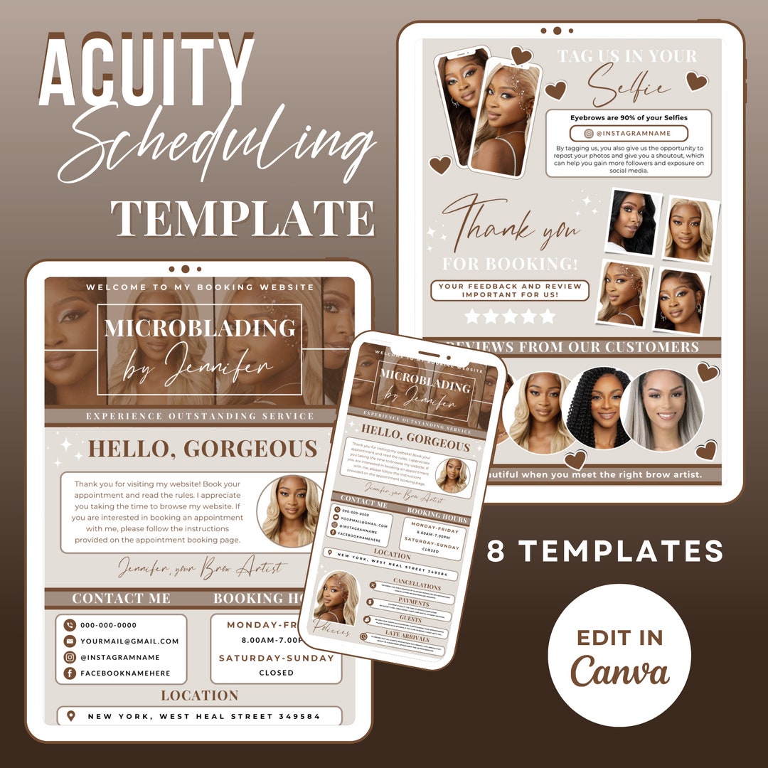 Microblading Acuity Scheduling Template, Brow Tech Website Template, Brow Artist Canva Template ...