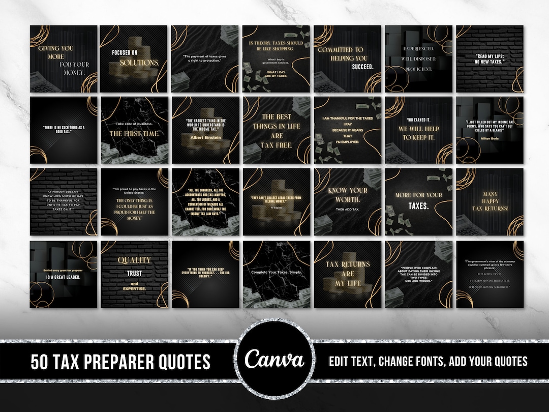 Tax Prep Quotes Bundle Template, Gold Tax Preparation Accounting Quotes ...