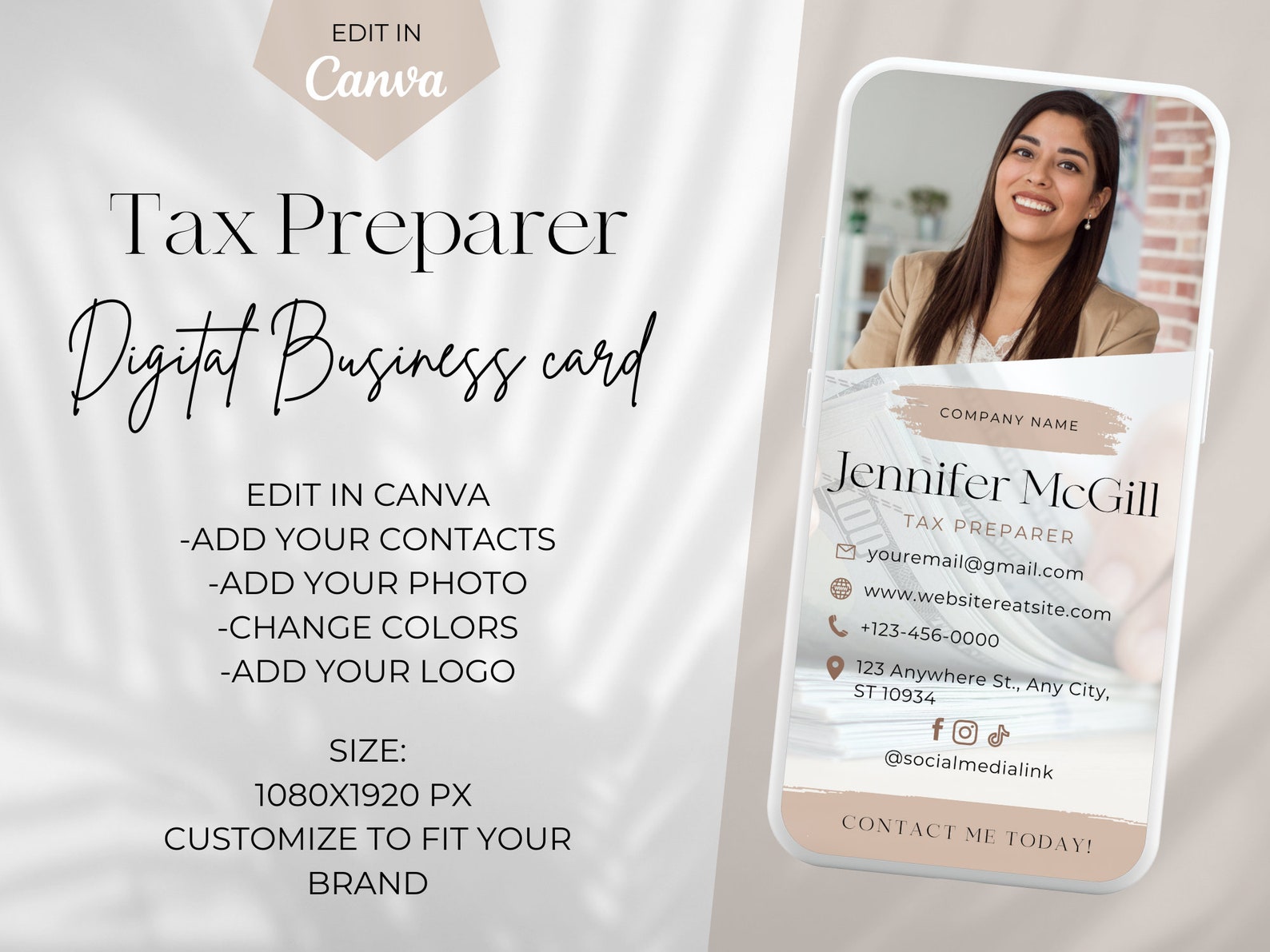 Tax Preparer Digital Business Card & Standard Business Card Bundle, Tax ...