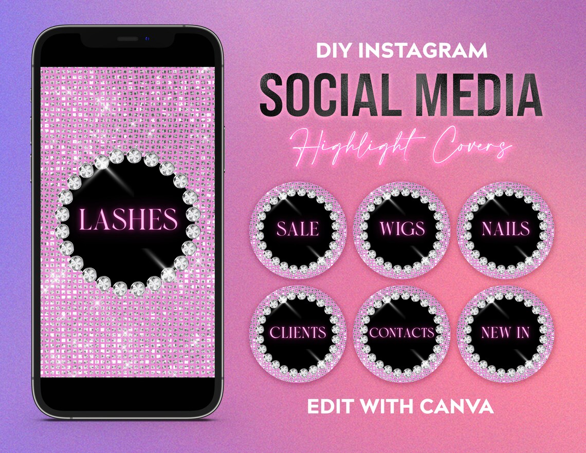 DIY Instagram Highlight Covers, Pink Diamond Instagram Covers,hair ...