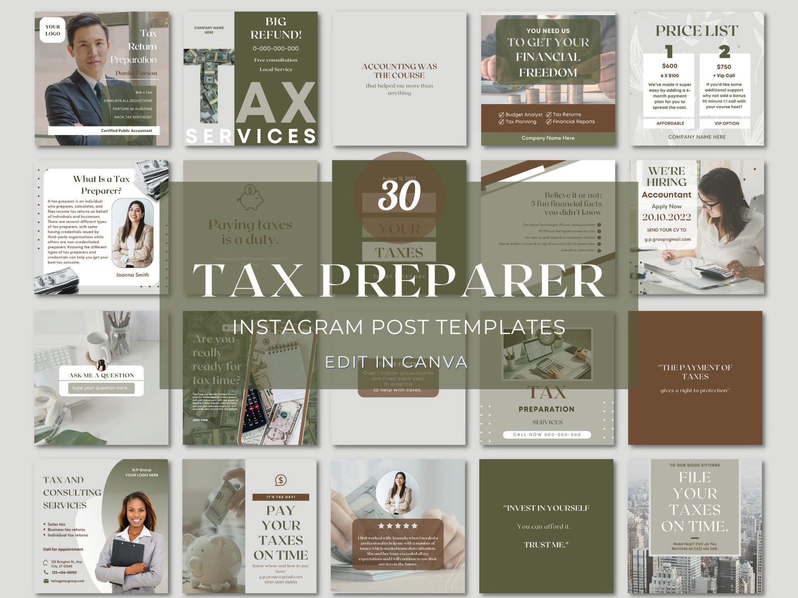 Tax Preparer Instagram Templatestax Preparation Accounting - Etsy