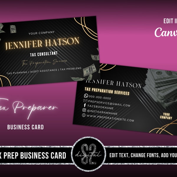Tax Prep Business Card Template - Etsy
