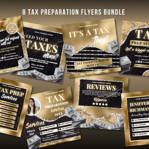 Tax Prep Flyers Bundle Template, 8 Tax Preparation Accounting Flyers ...